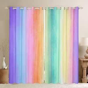 Amazon.com: Feelyou Rainbow Curtains for Bedroom Living Room Kids ...