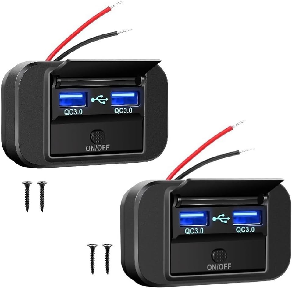 Amazon.co.jp: Mcbridenty 2 個 12V RV USB コンセント 36W デュアル QC3.0 USB カーチャージャーソケット電源コンセント キャップ付き: 家電＆カメラ