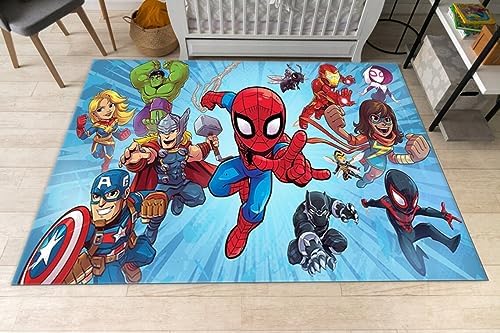 Amazon.com: Ukonic Marvel Spider-Man Mask Printed Area Rug | Indoor ...