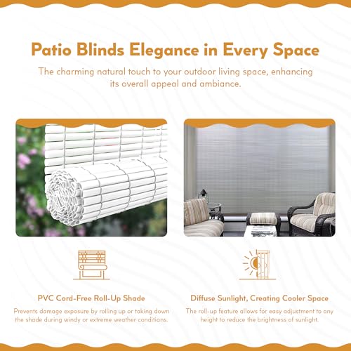 Radiance Cordless Outdoor Shades for Porch, Patio & Windows - Waterproof PVC Blinds for Indoor ...