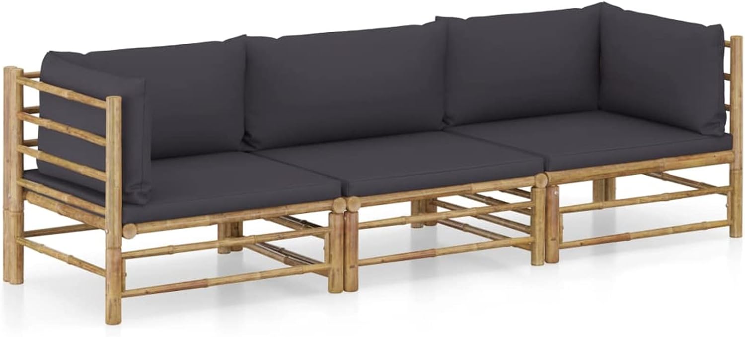 Yolola Gartensofa 3-Sitzer Rattan Sofa Balkonmöbel Lounge Sofa Outdoor ...