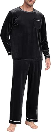 PrinStory Men's Pajama Set Sleepwear Pjs Long Sleeve Crewneck Shirts ...