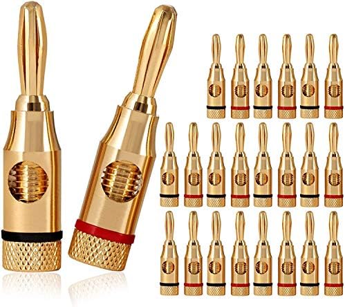 KUOQIY 10 PCS 24K Gold Plated Banana Plugs, 4mm Speaker Plug Connectors ...