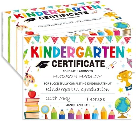 Amazon.com : 30 Piece Kindergarten Certificate - Preschool Color ...