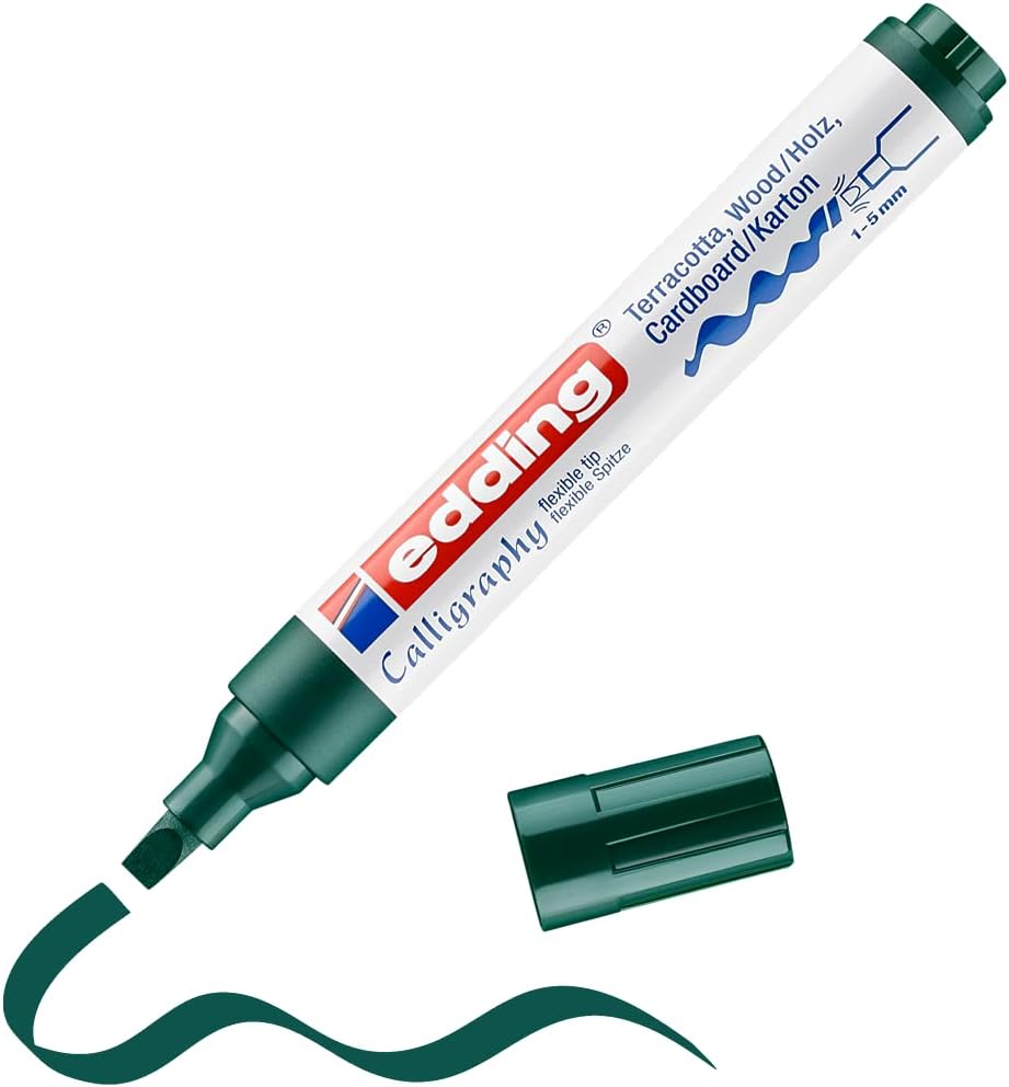 Amazon.com: edding 1455 calligraphy marker-bottlegreen -1 pen -flexible ...