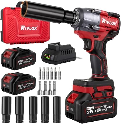 Cordless Impact Wrench1/2 Inch, 600N. M/450Ft-lbs Power Impact Gun Kit ...