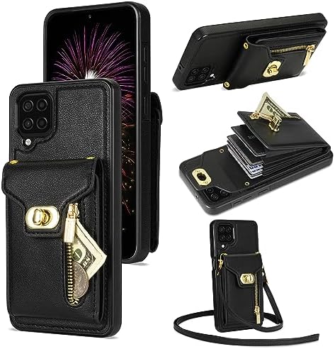 Amazon.com: Phone Case for Samsung Galaxy A12/M12 Wallet Cover with Credit Card Holder Zipper ...