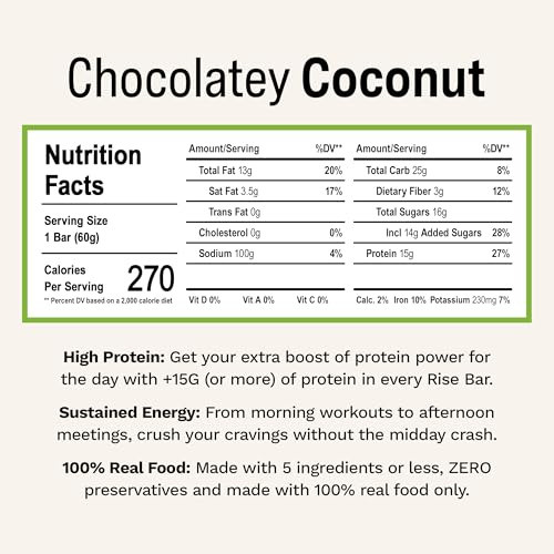 Rise Pea Protein Bar - Chocolatey Coconut | Breakfast Bar & Protein ...