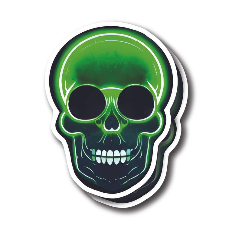 Amazon.com - Neon Xray Skeleton Skull Sticker - Cool Green Glow ...