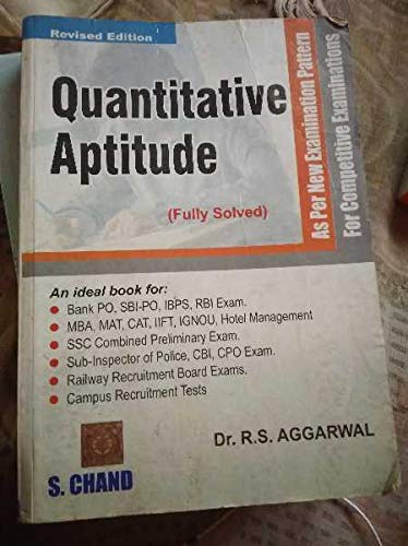 Quantitative aptitude : RS Aggarwal, RS Aggarwal: Amazon.in: Books