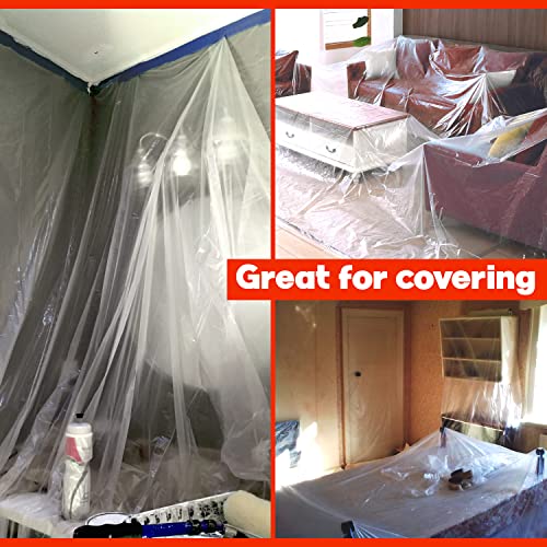 Plastic Sheeting (10' x 100') Long, 10 Mil Poly Sheeting Polyethylene ...