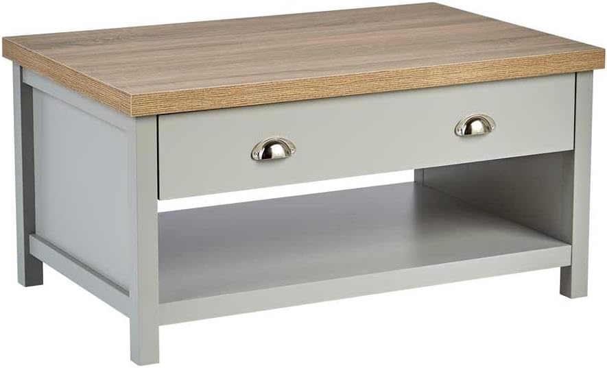 Corona Grey Wax Coffee Table with 2 Drawers & Shelf : Amazon.co.uk ...