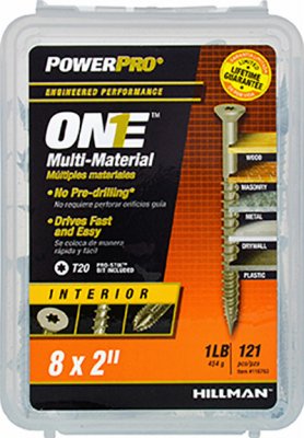 Power Pro One Interior Screws, Flat Head, Zinc-Plated, #8 x 2-In., 122 ...