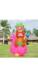 Amazon.com: Shappy 5 ft Inflatable Tiki Flamingo Surfboard Luau ...