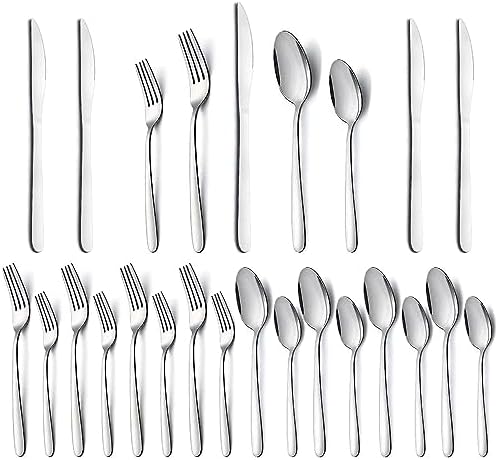 Amazon.com: APEO 20 Piece Stainless Steel Silverware Set for 4, Premium Polished Flatware Sets ...