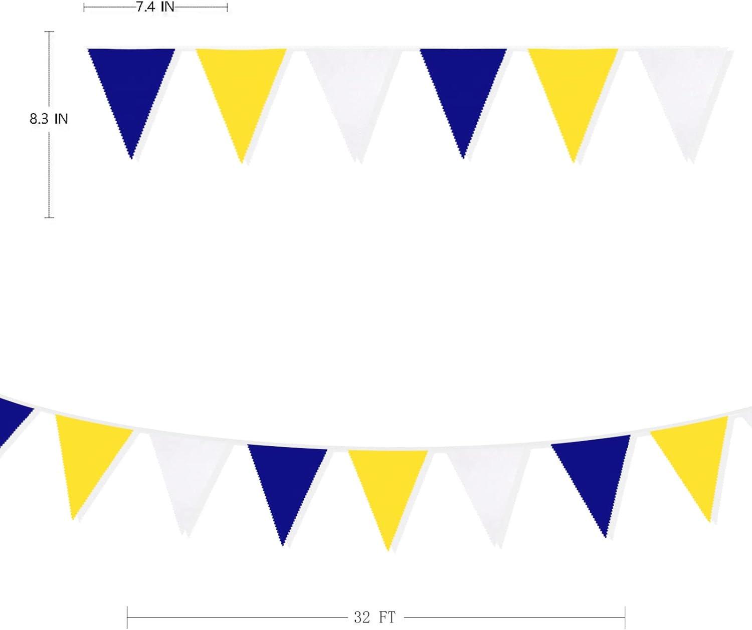 32Ft Blue Yellow White Fabric Bunting Banner Triangle Flag Party ...