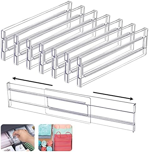 LMYDIDO 8 Pcs Drawer Dividers Adjustable Transparent Plastic Drawer ...