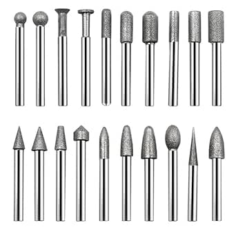 KROST 20pc Diamond Point Set Glass Grinding, 1/4" / 6.35mm Shank ...