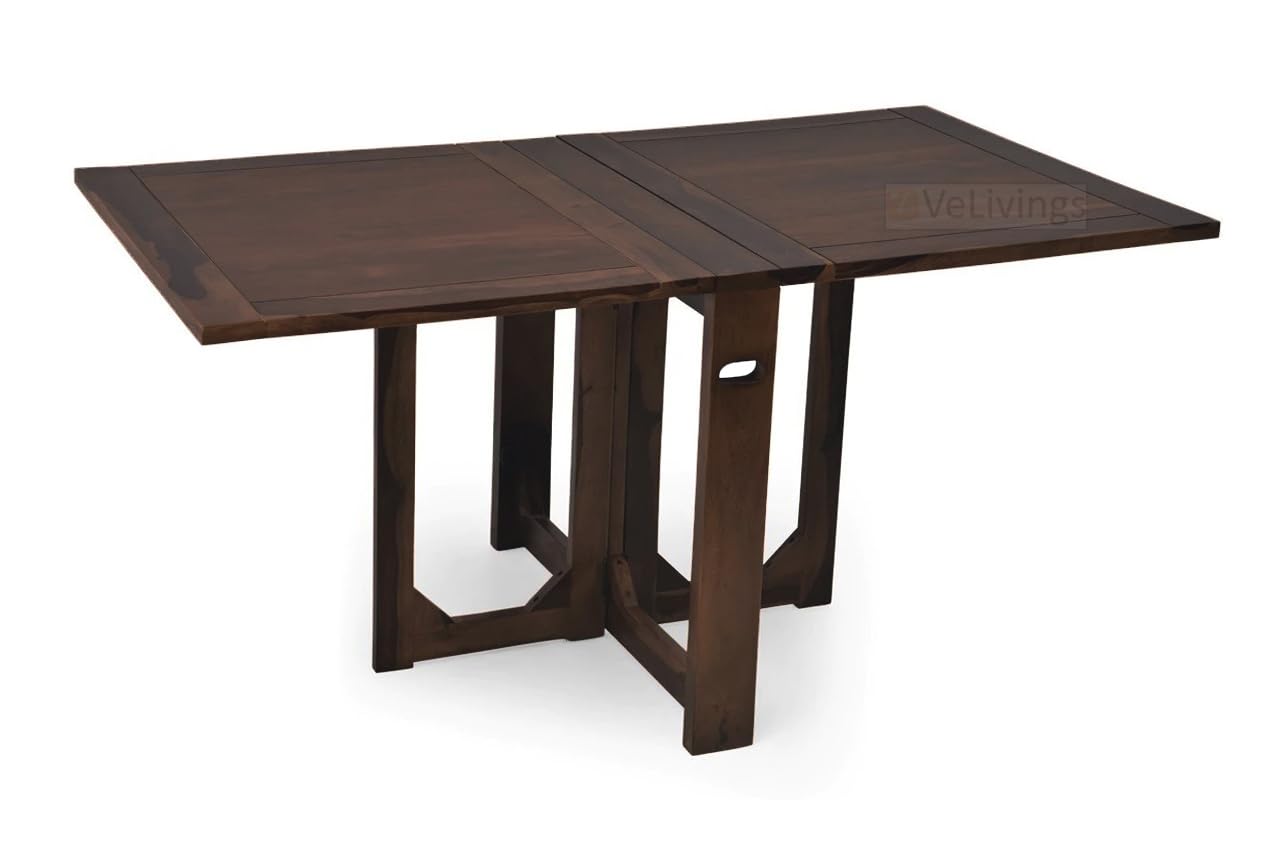 VeLivings Solid Sheesham Wood Foldable Dining Table Compact Design ...