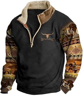 Amazon.com: GELEGLAER Aztec Sweatshirts for Men Western Ethnic ...