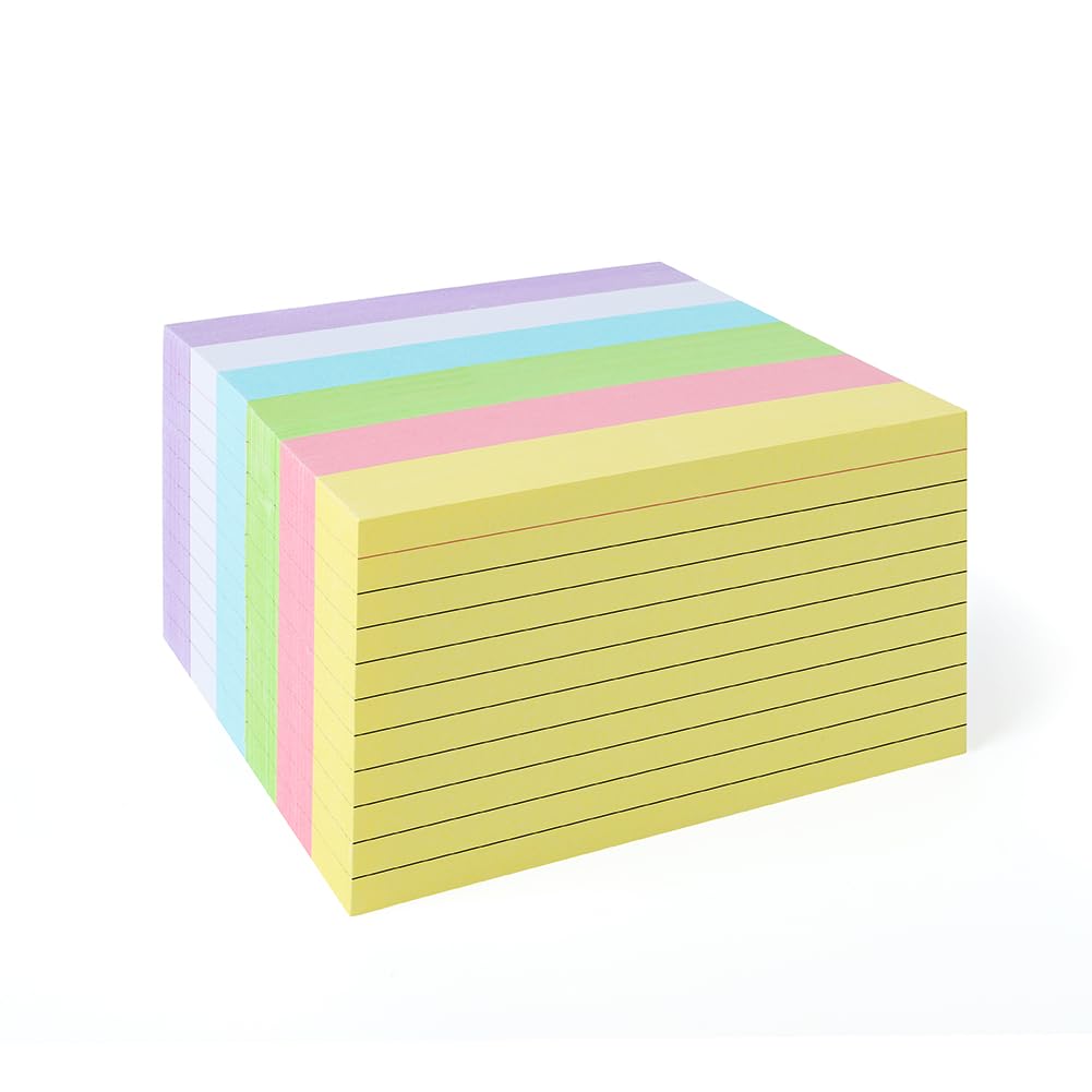 Snapklik.com : Index Cards Colored Study Cards, 600PCS Flash Cards 6 Neon Colors 3x5 One Ruled ...