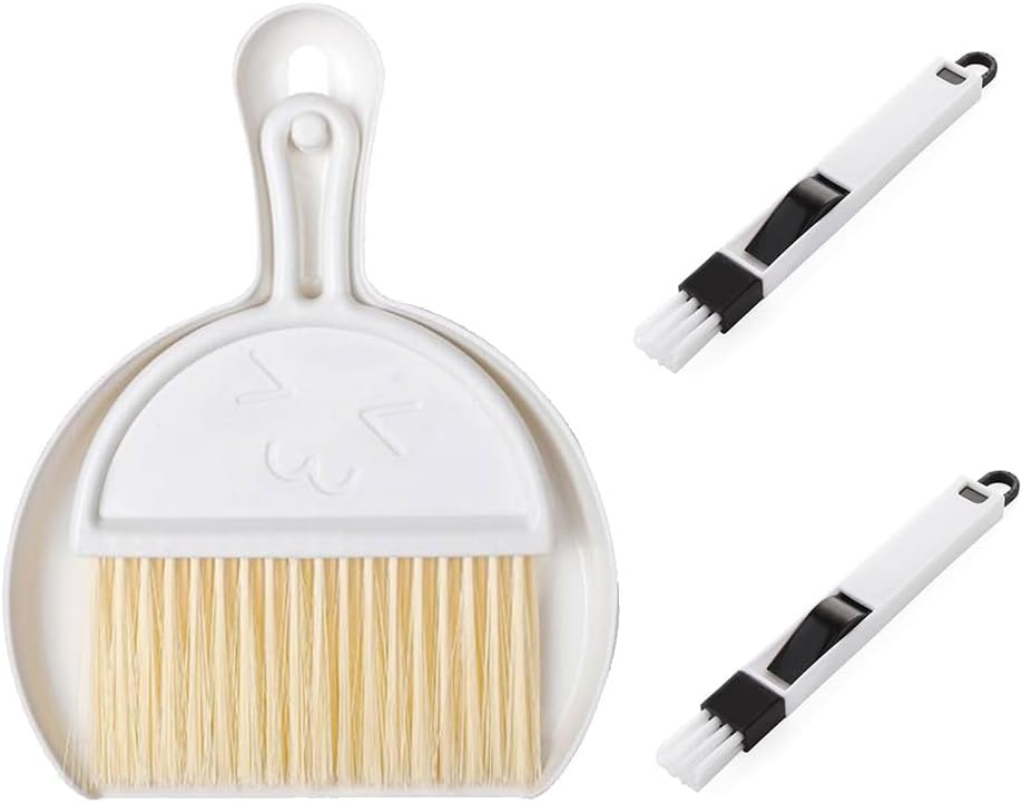 3 PCS Small Broom and Dustpan Cleaning Set with 2 Window Slots Cleaning ...