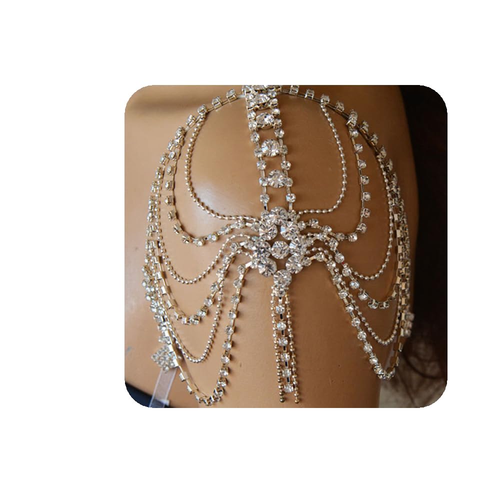 Amazon.com: YERTTER Sparkly Silver Layered Tennis Chain Body Chain ...