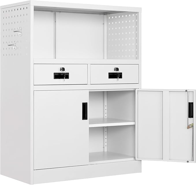 Amazon.com: Yizosh Locking Cabinet with 2 Drawers, Metal Storage ...
