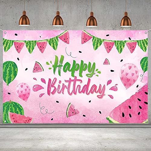 Amazon.com : Ulikitty Watermelon Happy Birthday Banner Backdrop For ...
