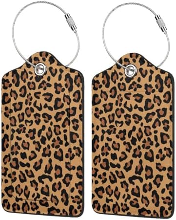 Amazon.com: Cheetah Leopard Print Leather Luggage Tag,Privacy Cover ID ...