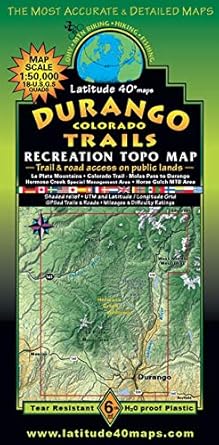 Durango, Colorado, Trails Recreation Topo Map: Latitude 40°: Amazon.com ...