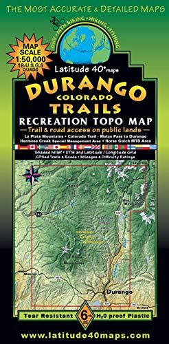 Durango, Colorado, Trails Recreation Topo Map: Latitude 40°: Amazon.com ...