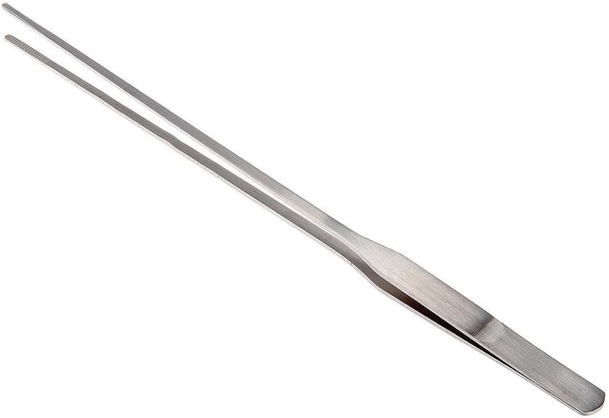 SE 12-Inch Stainless Steel Tweezers - Durable Knurled Handle Serrated ...