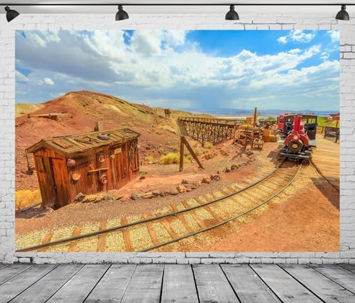 Amazon.com : CORFOTO 5x3ft Old Steam Train Backdrop Mojave Desert ...