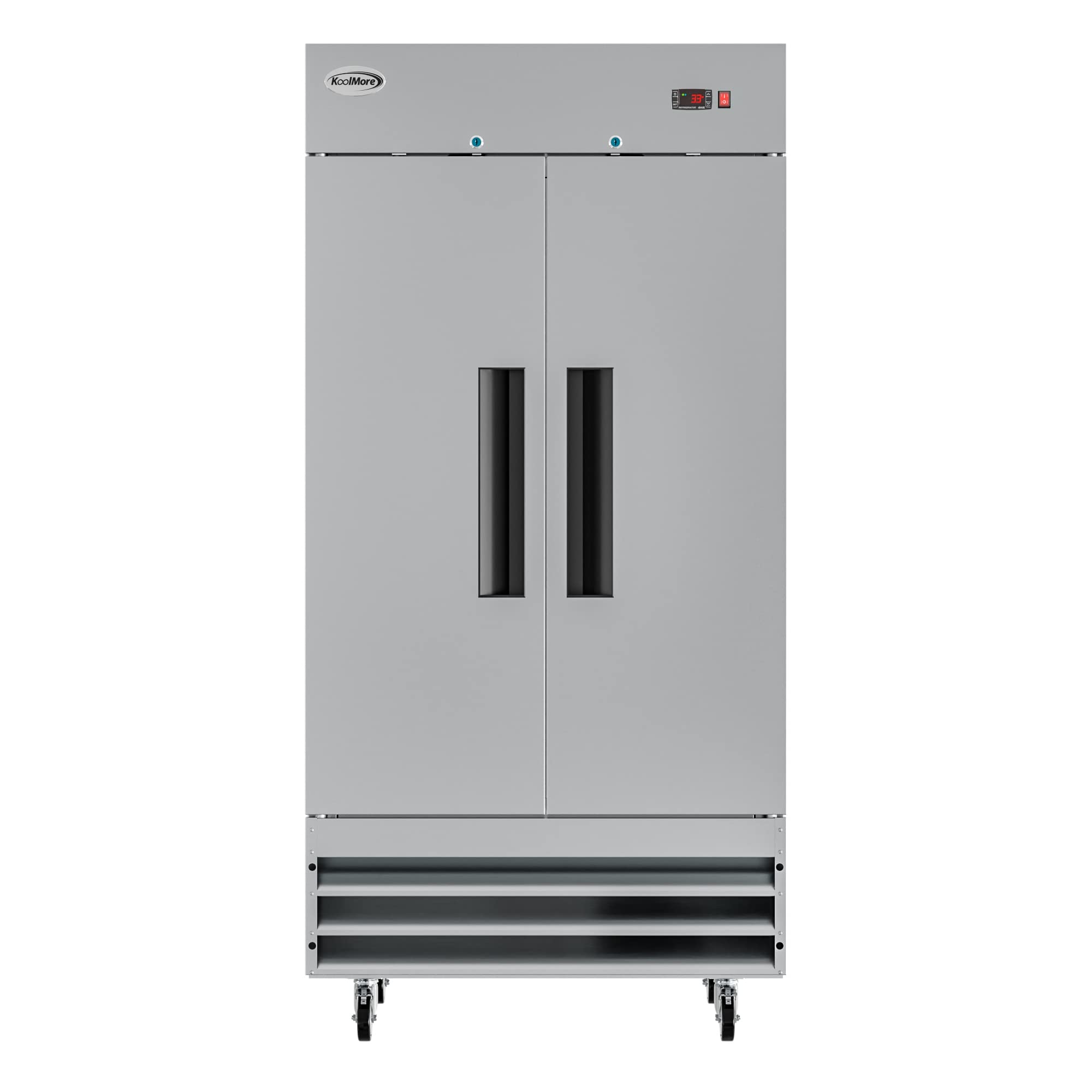 KoolMore RIR-2D-SS35C Commercial Stainless-Steel Reach-in Refrigerator ...