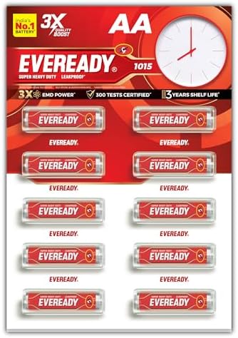 Eveready Carbon Zinc AA Battery, Anti-Leak, 3X EMD Power, 300 Test ...