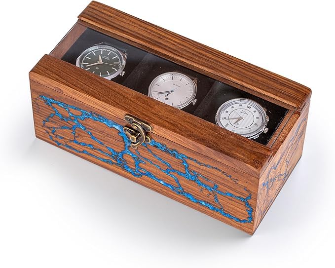 Infinity Crafts Wooden Watch Box – 3 Slot Luxury Watch Case for Men ...