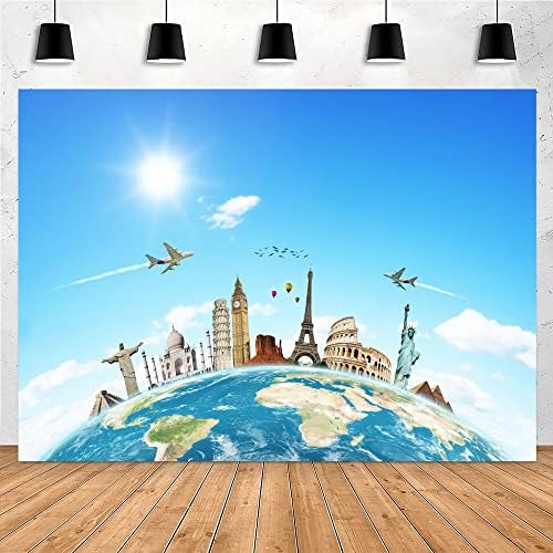Amazon.com : SOOUVEI Global Travel Backdrop 5x3ft Earth Map Worldwide ...
