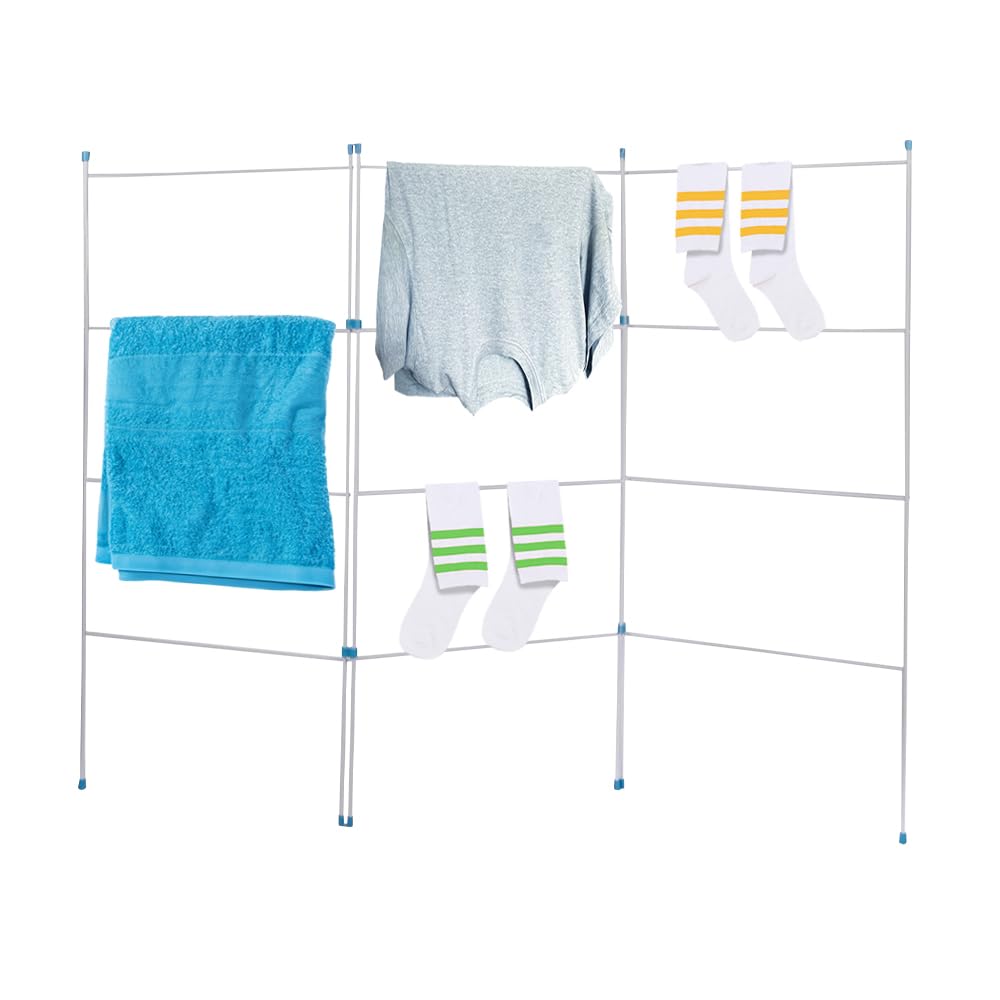 3 Fold Clothes Airer Drying Rack - Indoor & Outdoor Use, Flat Foldable ...