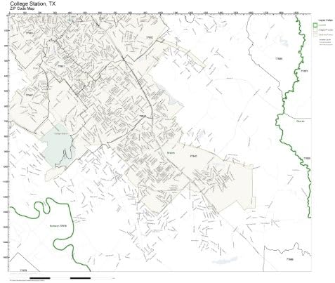 Amazon.com: Working Maps Zip Code Wall Map of College Station, TX Zip ...