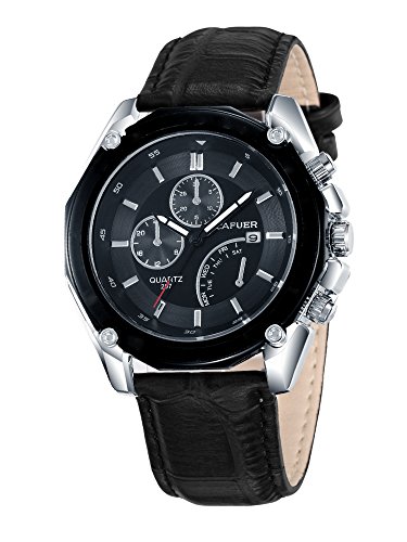 Cafuer® Branded Chronograph Look With Date Calendar Display Black ...