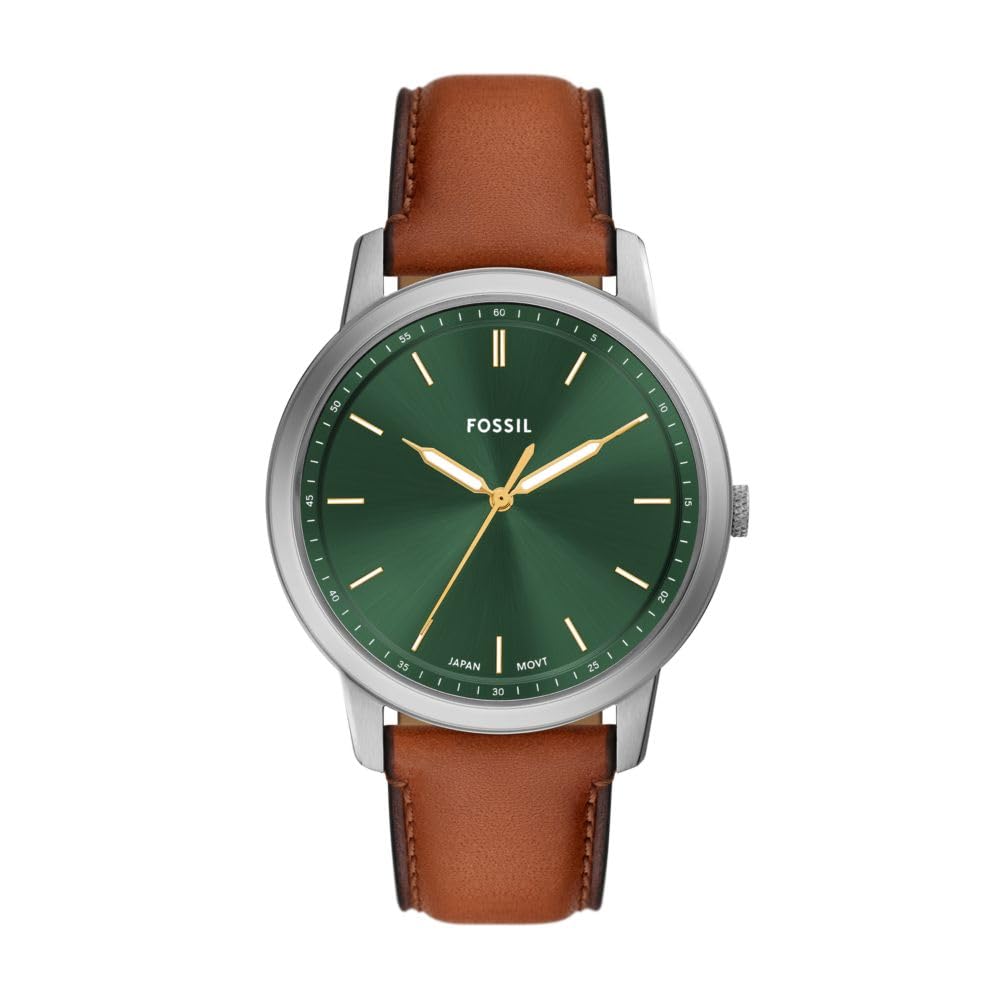 Buy Fossil Men's Minimalist Brown Analog Quartz Leather Watch FS6094 at ...