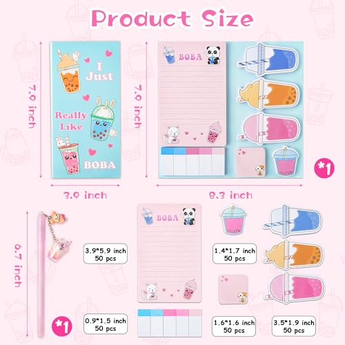 Snapklik.com : Xqumoi Boba Sticky Notes A5 Notebooks Pen Stationary Set ...