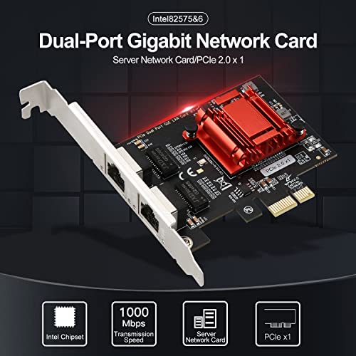 Dual-Port PCIe Gigabit Ethernet Network Card – Intel 82575&82576, 2x ...