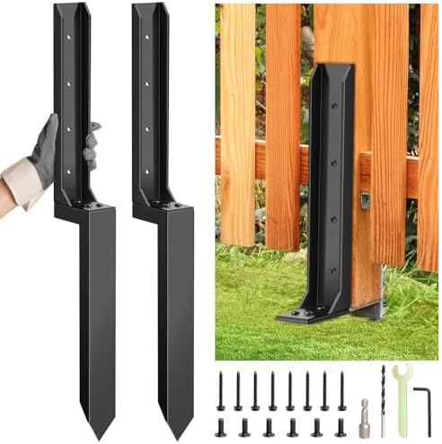 Amazon.com : 2 Pcs Fence Post Repair Kit, Heavy Duty Fence Post Anchor ...