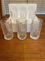 Amazon.com | Cididu Set of 6 Textured Drinking Glasses, 12 oz Embossed ...