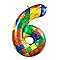 Amazon.com: 32 Inch Building Block Number 6 Balloons 6 year old Large ...