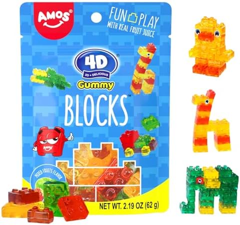 Amazon.com : AMOS 4D Gummy Blocks Candy, Themed Novelty Candy for Kids ...