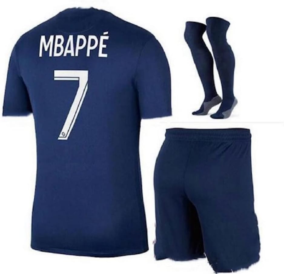 Amazon.com: Paris Mbappe Blue Home Soccer Kids Jersey + Shorts + Socks ...