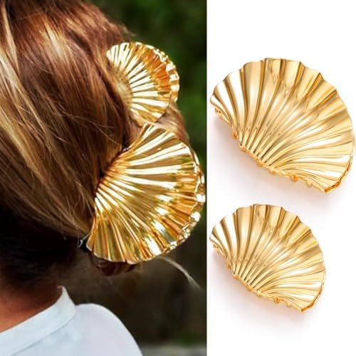 Amazon.com : CAKURE Shell Claw Clips Metal Seashell Hair Clips Gold ...